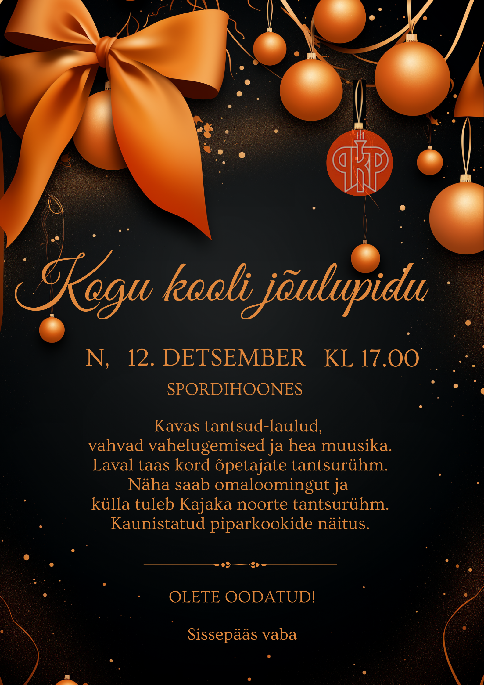 Kutse kooli jõulupeole – Pärnu Kuninga Tänava Põhikool